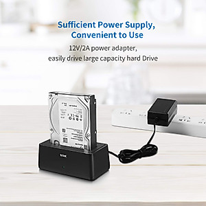 SSK USB 3.0 to SATA External Hard Drive Docking Station Enclosure Adapter for 2.5 & 3.5 Inch HDD SSD SATA, super speed up to 5Gbps, Support UASP no drivers needed(20TB Supports)