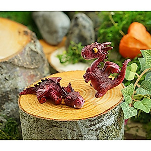 Top Collection Miniature Fairy Garden and Terrarium Mini Dragon Statue, Red