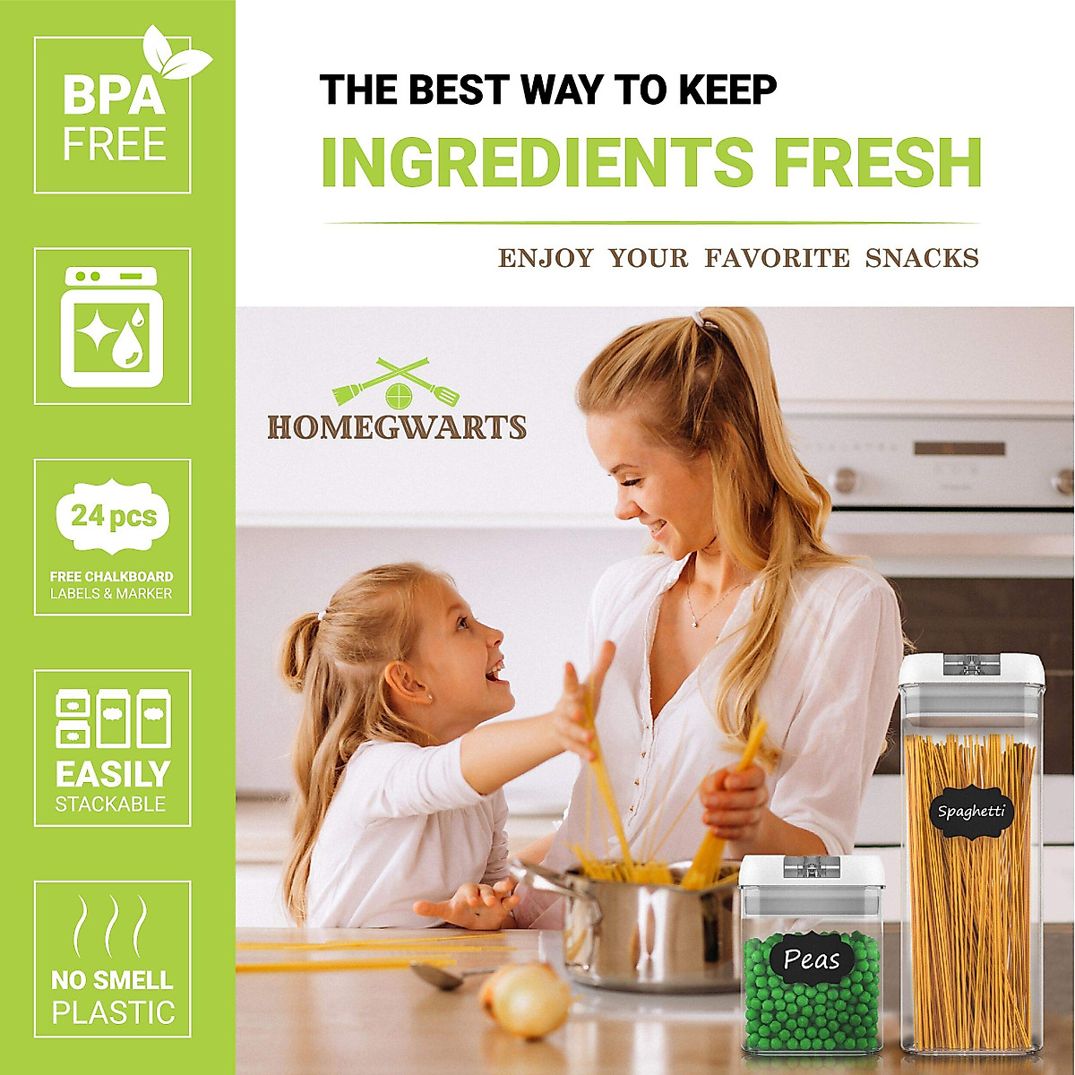 Airtight Food Storage Containers - Airtight Container Set with Lids - Food Storage Container Set - Plastic BPA Free - 7 Piece Set - BONUS 24 Labels with Marker - Heavy Duty Dry Food Storage Container