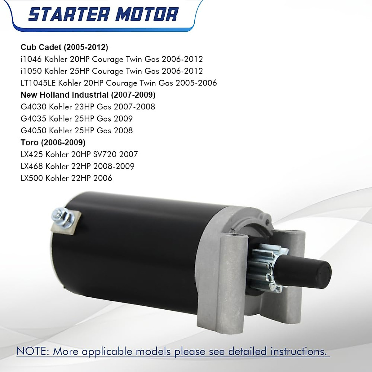 Kohler 7000 Series Starter Motor Replacement KT715 KT725 KT730 KT735 Courage Twin SV710 SV715 SV720 SV730 SV735 SV740,20HP 23HP 25HP 27HP 1999-1140051 3209801 3209803 3209804 3209808