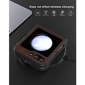 Foluu for Samsung Galaxy Z Flip 5 5G Case, Galaxy Z Flip 5 Leather Case, PU Leather + Hard PC Shell Ultra Thin Slim Durable Protective Phone Case Cover for Samsung Galaxy Z Flip5 5G 2023 (Brown)