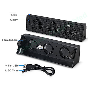 ElecGear Auto Cooling Fan for PS4 Slim, External USB Cooler Automatic Temperature Sensor Controlled Radiator Heat Exhaust Works with Playstation 4 Slim CUH-2xxx