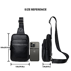 CANTLOR Small Leather Sling Bag Backpack for Men Crossbody Bag Fanny Pack Casual Hiking Travel Daypack