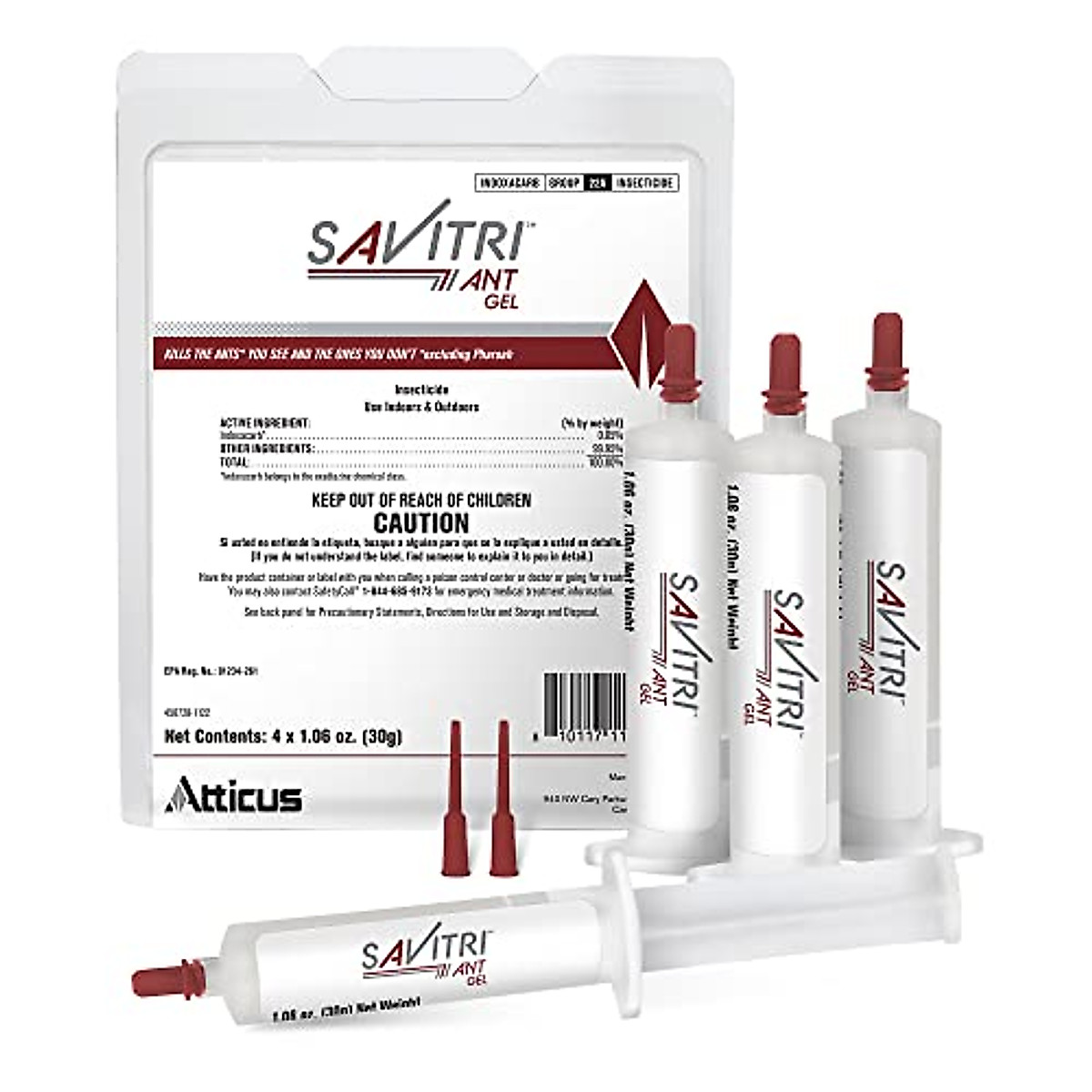 Savitri Ant Gel Bait (4 x 30 Grams) by Atticus (Equivalent to The Leading Brand) - Indoxacarb Ant Control for Indoor and Outdoor Use