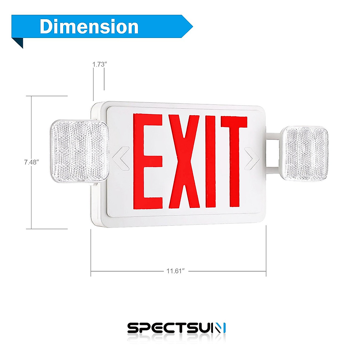 SPECTSUN Exit Sign with Emergency Light, Red Emergency Exit Lights with Battery Backup - 1 Pack, Exit Emergency Light Combo/Exit Sign with Emergency Light/Emergency Exit Light/Emergency Led Light