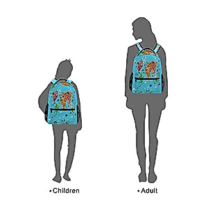 AUUXVA World Map Animals Symbol Kids Backpack for Boys Girls,Panda Fish Zebra 16 Inch School Backpack for Elementary Preschool Kindergarten Bookbags for Teens Children Women Men College Travel Bag