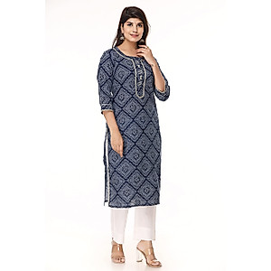 Vihaan Impex Indian Blue Kurti for Women Set with White Pant