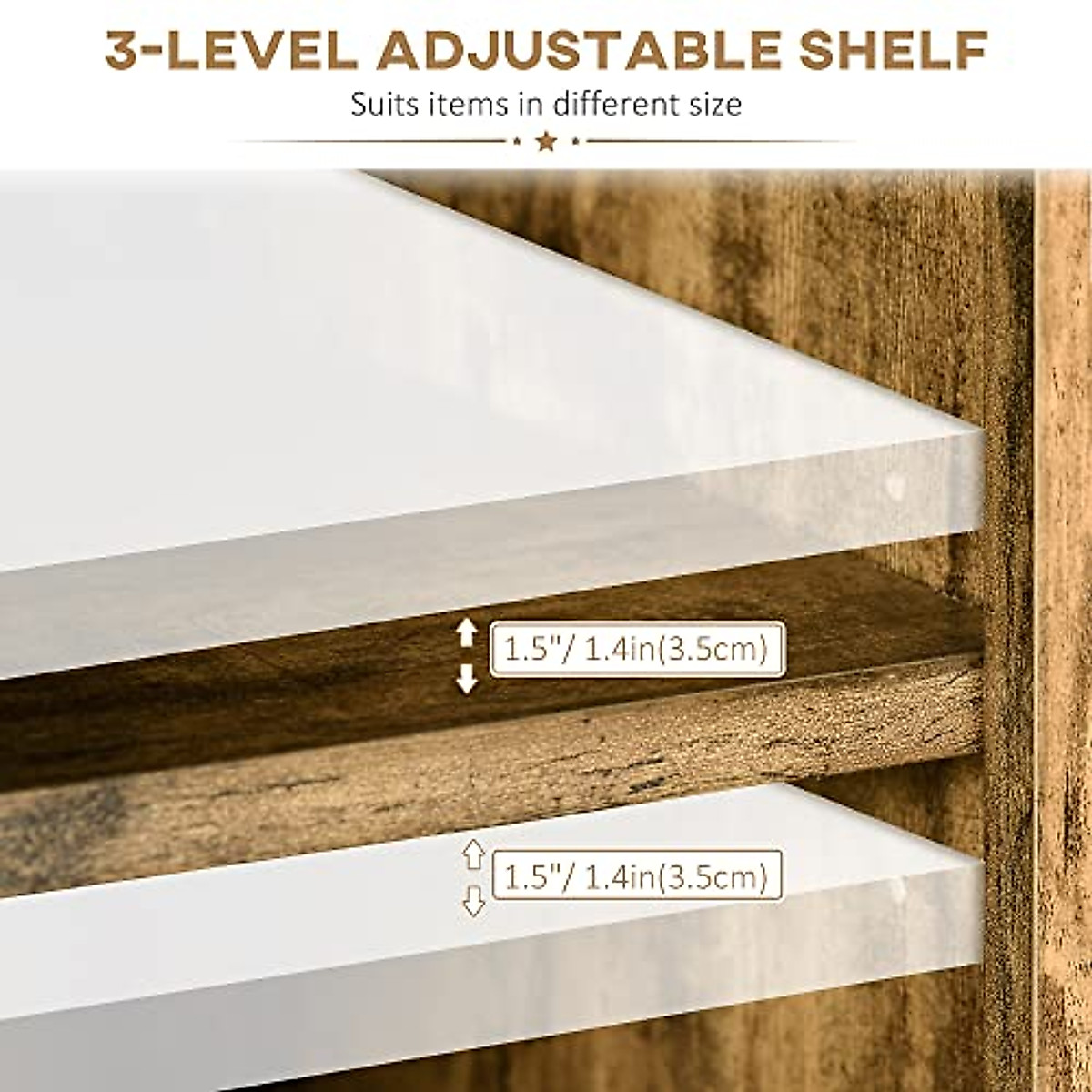 HOMCOM Industrial Sideboard Buffet Cabinet, Kitchen Cabinet with Five Drawers, Two Door Cabinets, Adjustable Shelf Coffee Bar Cabinet, Brown