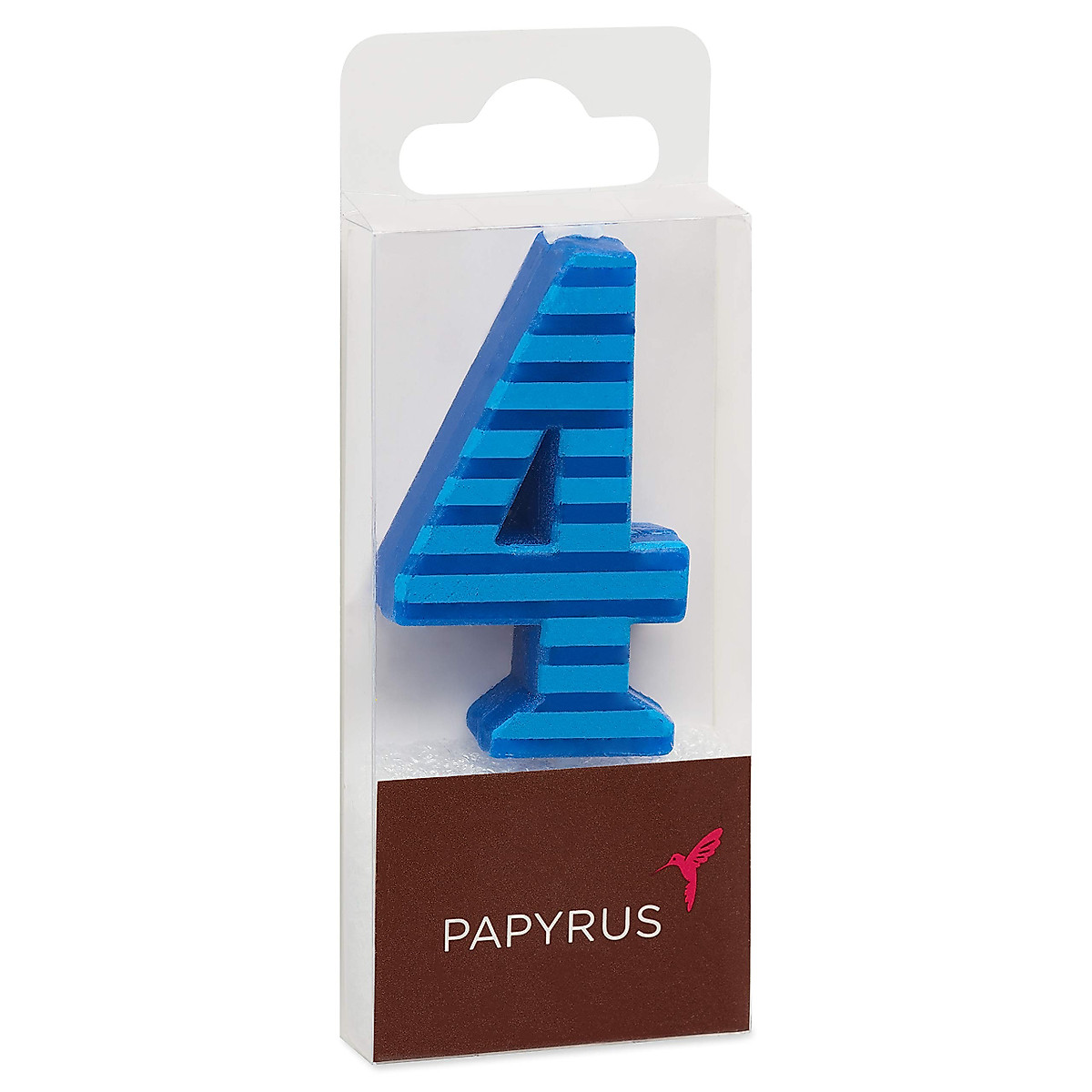 Papyrus Number 4 Birthday Candle, Blue Stripes (1-Count)