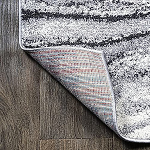 JONATHAN Y SEU207A-5 Viscon Abstract Marble Contemporary Indoor Area-Rug Casual Contemporary Easy-Cleaning High Traffic Bedroom Kitchen Living Room Non Shedding, 5 X 8, Light Gray/Black