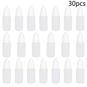 Othmro 0.5oz PE Lab Eye Plastic Dropper Bottles 30pcs, 15ml Squeezable Eye Liquid Dropper Thin Mouth Via of Liquid Sample Seal Storage Bottle with Childproof White Cap