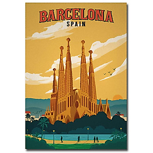 Barcelona Spain Travel Vintage Art Refrigerator Magnet Size 2.5" x 3.5"