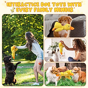 Seivble 2024 Upgraded Calming Duck Dog Toy, Yellow Duck Dog Toy for Dogs Emotional Support, Durable The Mellow Dog Squeak Duck Toys, Dog Chew Toys for Dogs Indoor Puppy (Yellow-Large)