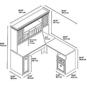 Bush Furniture Fairview L Shaped Desk with Hutch in Antique White