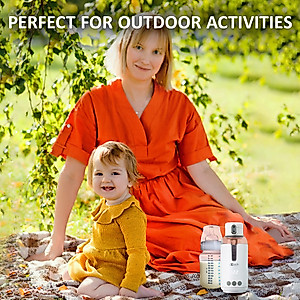 IXTECH Portable Water Warmer for Baby Formula, Milk, 8 oz., Electric Warming with Adjustable Temperature Control, Leak-Resistant Spout, Rechargeable and Wireless