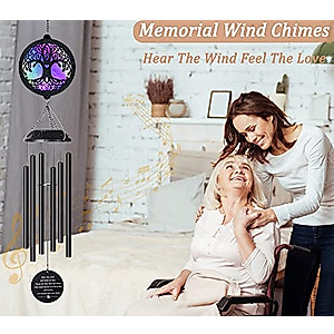 Solar Tree of Life Wind Chimes, Memorial Gift for Mom, Wind Chimes for Outside, Sympathy Wind Chimes for Loss of Loved One, Condolence Gift, Outdoor Garden Decor