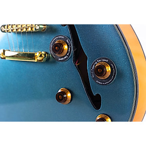 Acoustic Semi-Hollow-Body Electric Guitar, 6 Strings, Stainless Steel Frets, Full Size,Playing Jazz, Solo For Beginners Starters Intermediates and Professionals Right Handed Color Sky Bule