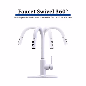 Peppermint Kitchen Sink Faucet Pull Down Matte White Kitchen Faucets with Pull Out Sprayer High Arc Single Handle White Faucet for Kitchen Sink Brass