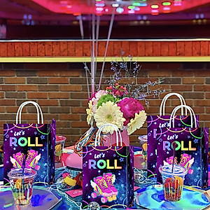 16 Pieces Roller Skates Goody Bags for Roller Skating Birthday Party Supplies,Rollerskate Gift Snacks Treat Candy Party Favors Bags with Handles for Kids Adults Roller Skating Theme Party Decorations