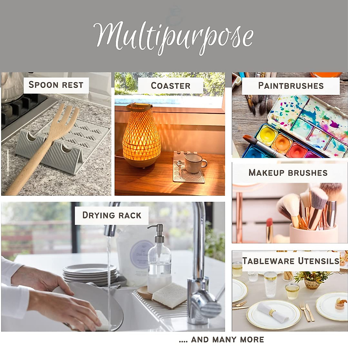 Silicone Spoon Rest for Stove Top, Multipurpose Dishwasher safe Spoon Holder, Kitchen Cooking Holder, Trivet for Hot Pot, Drip Pad Utensil Rest, Heat resistant Cutting Board, Non Slip Coaster