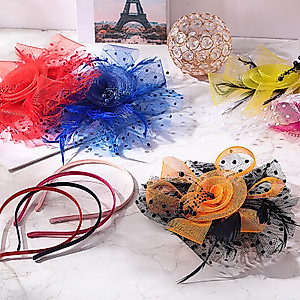 Glitinsel 24 Pcs Fascinators Hats for Women Tea Party Headbands Bulk Mesh Flower Ribbon and Feather Fascinators with Clips for Christmas Halloween 1920s Wedding Church Prom Masquerade Cocktail