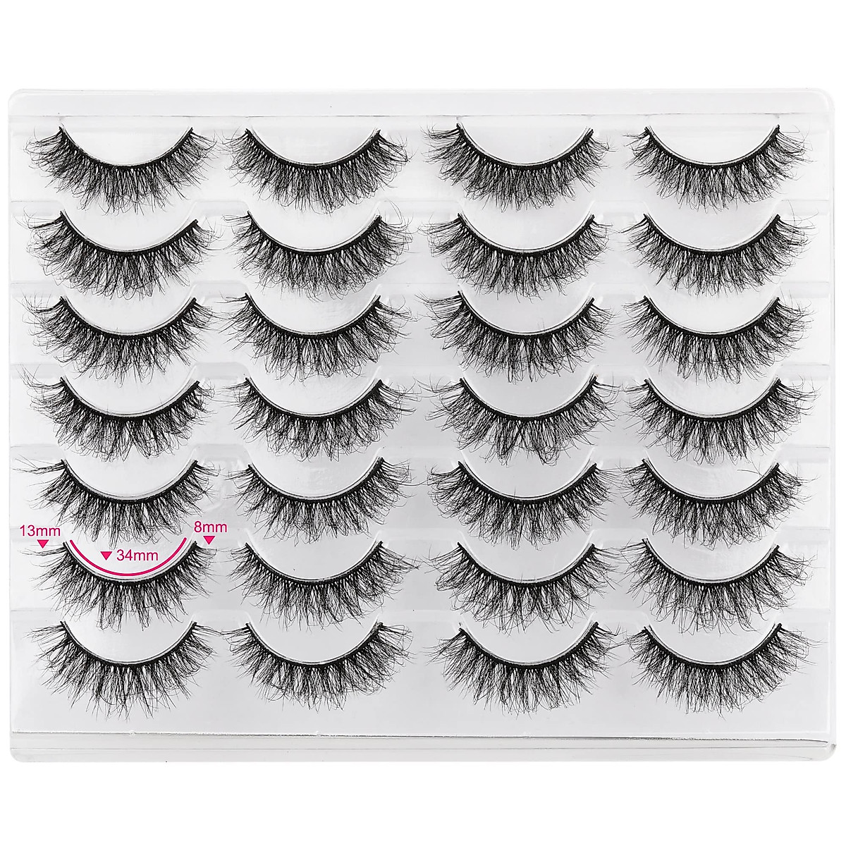 Newcally Lashes False Eyelashes Natural Fluffy Faux Mink Lashes Pack Cat Eye Wispy 5D 13MM Fake Eye Lashes 14 Pairs Russian Strip Lashes Multipack