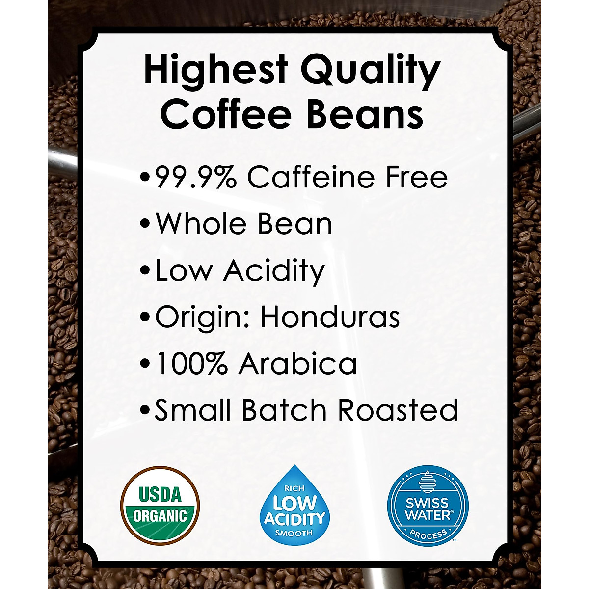 2LB Subtle Earth Organic Decaf - Swiss Water Process Decaf - Medium Dark Roast - Whole Bean Coffee - Low Acidity - Organic Certified by CCOF - 2 Pound Bag