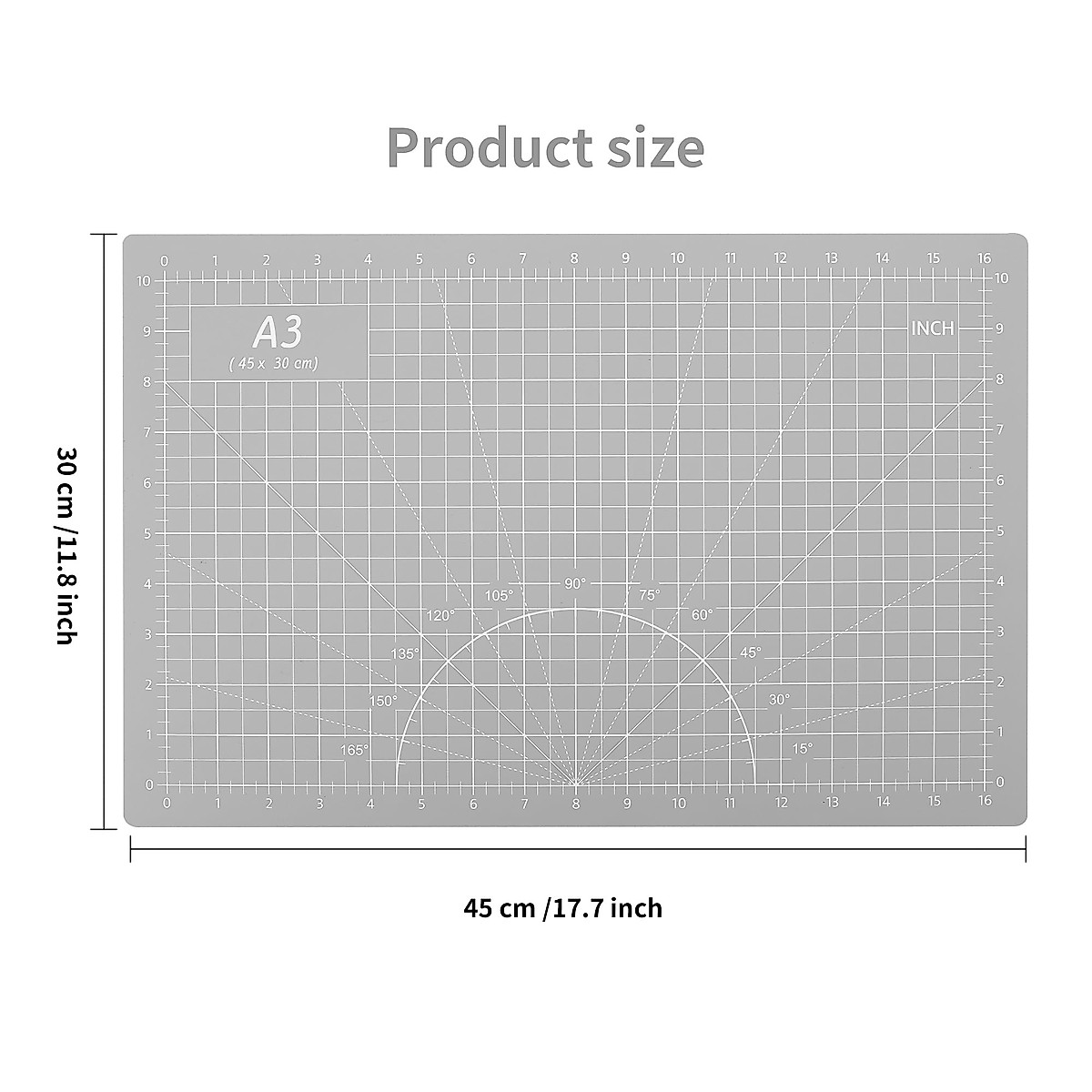 TCAIRG Self Healing Cutting Mat 12inch x 18inch,Professional Double Sided Durable Non-Slip Rotary Mat for Scrapbooking,Sewing-3mm Thick 5-Ply A3(Black/Grey)