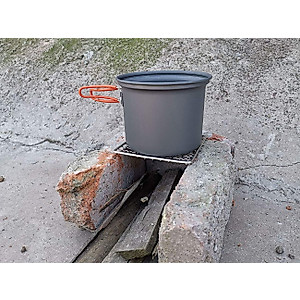 2Peices Backpacker Bushcraft Grill Grate Stainless Steel BBQ Cooking Grill Mesh Campfire Grill Square Round for Camping, Backpacking, Hunting Fishing