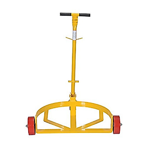 Vestil LO-DC-PU Lo-Profile Drum Caddie with Bung Wrench Handle and Poly-on-steel Wheel, Steel, 21-5/8" Length, 31-5/8" Width, 37-5/8" Height, 1200 Capacity , Yellow
