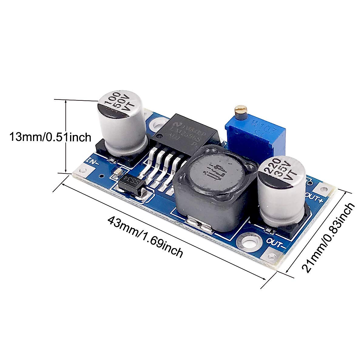 BULVACK 10 Pack LM2596 DC-DC Buck Converter Step Down Module Power Supply DIP Output 1.25V-30V 3A