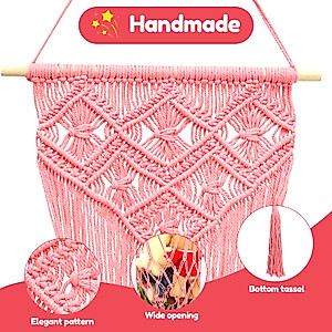 Stuffed Animal Storage Hammock Wall Hanging Toy Hammock Net Space Saving Stuffed Toy Hammock Handmade Toy Net Corner for Bedroom Nursery Basement Playroom (Pink)