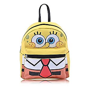 SpongeBob SquarePants Nickelodeon Leather Backpack - Girls, Boys, Teens, Adults - Officially Licensed Spongebob 10 Inch Allover Faux Leather Mini Backpack