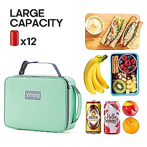 Yitote Lunch Box Kids With 2 Ice Packs Cute Lunch Box for Women Lunch Box for Girls and Boys Insulated Lunch Box for Adult to Work Or Take to Picnic Office Camping-Light Green