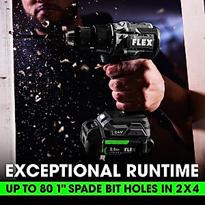 FLEX 24V Brushless Cordless 4-Tool Combo Kit: Drill Driver, Impact Driver, Reciprocating Saw, Work Light with (2) 2.5 Ah Lithium Batteries and 160W Fast Charger - FXM401-2A