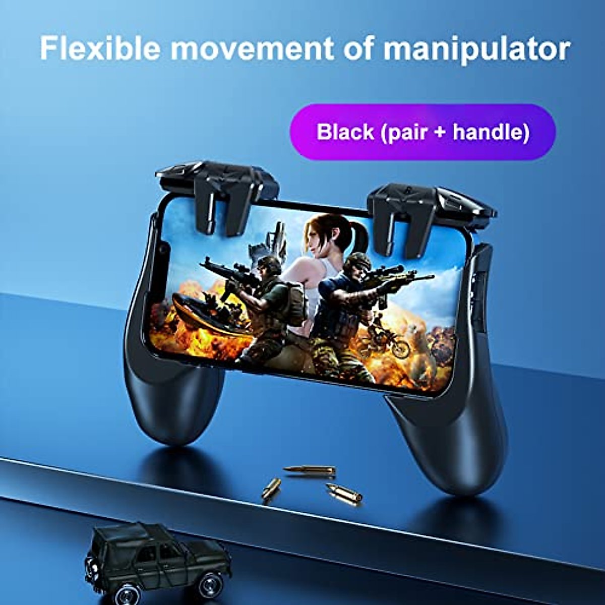 FENGCHUANG Mobile Game Trigger, PUBG Cellphone Gaming Joystick, 6 Fingers Operation Controllers, Alloy Gamepad Joystick, Aim Shooting L1R1 Key Button for Fornite/Knives Out/Rules of Survival