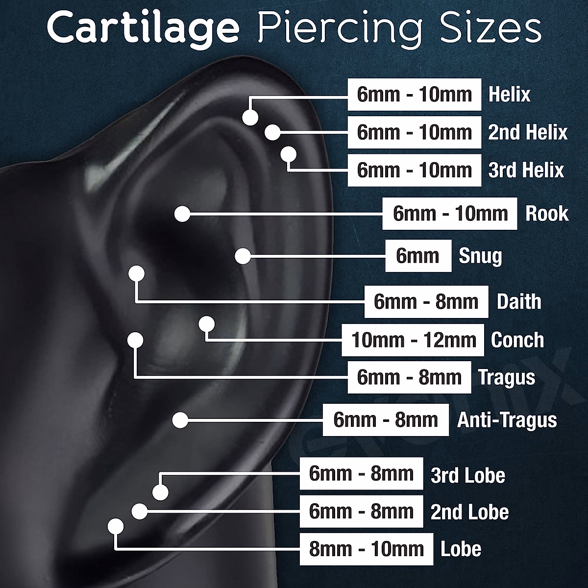 4pc 14g Horseshoe Earrings Circular Barbell Ring 8mm 5/16 Cartilage Tragus Septum Surgical Steel