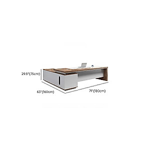 LITFAD L-Shaped Office Computer Desk with Secure Drawer, CPU Cabinet and Cord Management Modern Wood Executive Desk Writing Desk Boss Table Office Furniture, Without Chairs, 71" L x 63" W x 30" H