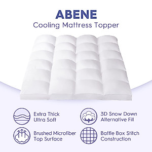 ABENE King Mattress Topper for Back Pain Relief, Extra Thick Mattress Pad Pillowtop, Soft Mattress Cover with Deep Pocket, Overfilled Down Alternative Filling, White