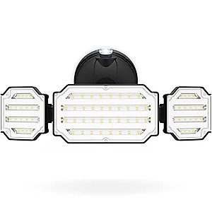 LEPOWER 4500LM LED Flood Light Outdoor Dusk to Dawn, 45W Security Lights Outdoor with 3 Adjustable Heads, IP65 Waterproof, 5000K, Photocell Flood Light Fixture for Garage, Patio,