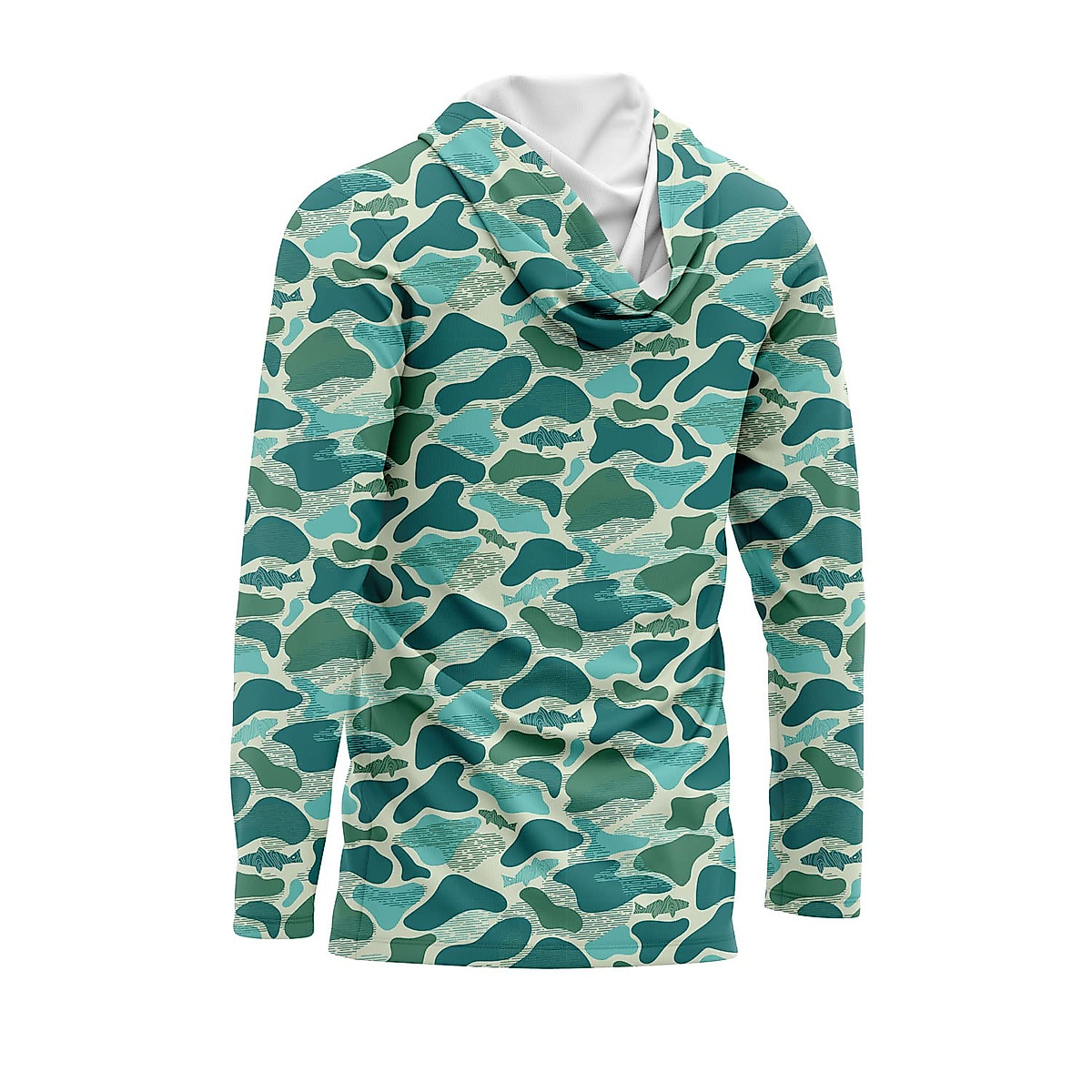 Southern Fin Apparel Performance Fishing Hoodie Shirt for Men Women UPF UV 50+ Lightweight With Hood (Small, Green Camo, s)