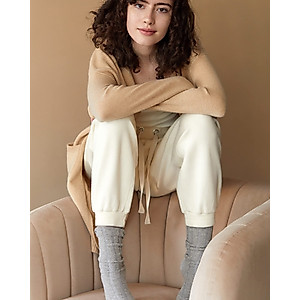 State Cashmere Unisex Ribbed Socks 100% Pure Cashmere Super Soft Bed Cuff Socks (Pale Charcoal, Small/US 6-11)