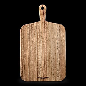 Cole & Mason Barkway Medium Chopping Board with Handle - Wood Chopping Board - Cutting Board for Vegetables, Meat, Fish, Fruit and Cheese - Board with Storage Handle - Acacia, 18" x 10.6"
