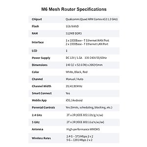 Mercku M6 Wi-Fi 6 Router for Wireless Internet Mesh Wi-Fi System 1 Pack up to 3,000 Sq.Ft. Can Add More Units to Form a Mesh Wi-Fi System, Dual-Band Gigabit Router, App Control, AX1800, Maroon Red