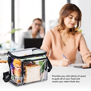 BORMELUN Clear Lunch Bag for Work Correctional Officers - Plastic Transparent Lunch Tote Stadium Bags See Through Womem and Men Ideal for Children 3+,10.6x8.6x6 inches