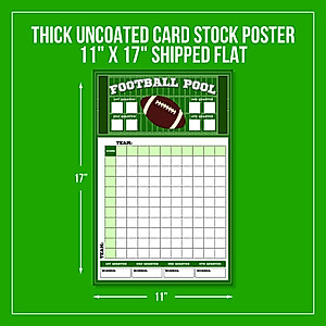 Football Big Game Betting Pool Box Squares Scoreboard Bowl Office Party Game Supplies Decorations (1-11x17" Game)