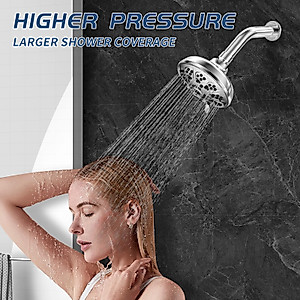 VKZK 10-Mode High Pressure Shower Head Fixed Showerhead, Anti-Clogging Silicone Nozzles-Premium Quality Luxury Design(Luxury Polished Chrome) - 1-Min Install Easy Clean Adjustable Angles