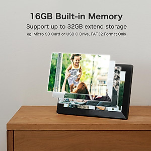 Frameo WiFi Digital Picture Frame, 10.1 Inch 1280*800IPS Touch Screen Digital Photo Frame, 16GB Memory, Auto-Rotate, Share Pictures Videos, Gift for Friends, Family, Anniversary, Wedding Gift (Black)
