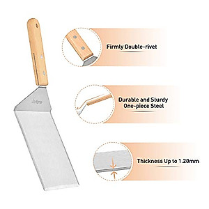 Skyflame Stainless Steel Griddle Spatula - Griddle Accessories 6 x 5 in Hamburger Turner Scraper with Cutting Edge, Great for Pancake Flipper, BBQ Grill and Flat Top Griddle (1)