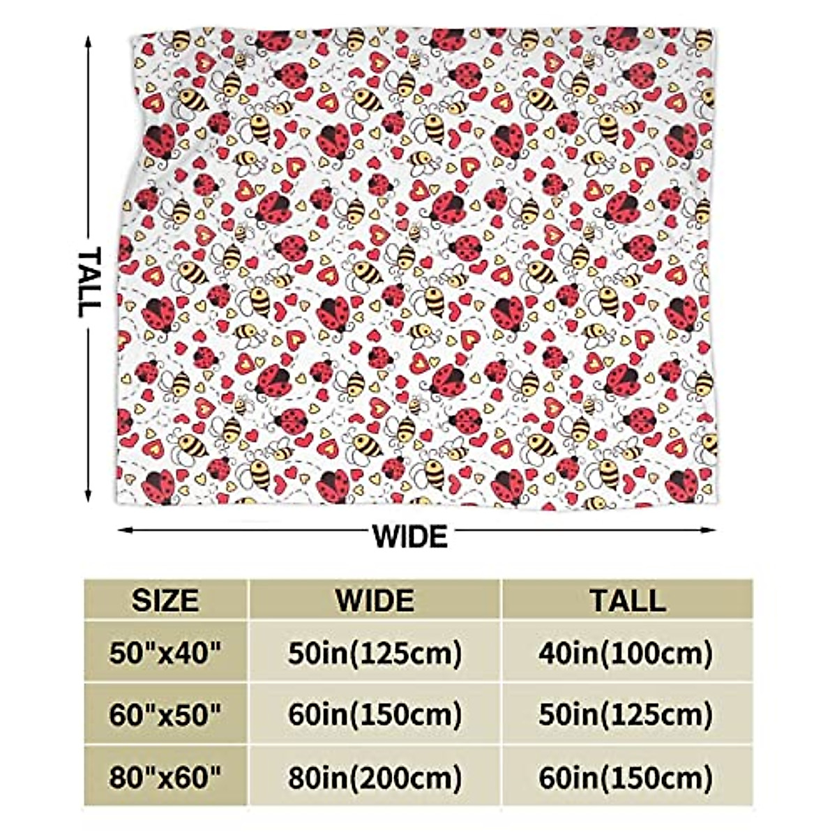 Ladybug Blanket Air Conditioning Cute Blanket Soft, Ladybird Throw Blanket Flannel Funny Blanket(50"x40")